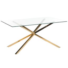 Beliani ESSTISCH 160/90/75 cm Transparent, goldfarben Rechteckig Cora