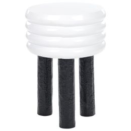 Beliani BEISTELLTISCH Aluminium wei&szlig;/schwarz rund 33 cm Kikiwa