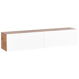 Beliani WANDMONTIERTER-TV-SCHRANK Wei&szlig;/Braun Gladstone