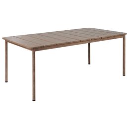 Beliani GARTENTISCH 6-Sitzer Dunkler Holzfarbton Flavia