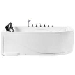 Beliani WHIRLPOOL-BADEWANNE mit LED 120x180x70 cm wei&szlig; Calama
