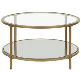 Beliani COUCHTISCH Glas/Metall gold 70 cm Birney
