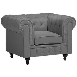 Beliani SESSEL Polsterbezug hellgrau Chesterfield