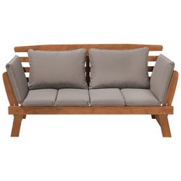 Beliani GARTENSOFA Eukalyptusholz hellbraun verstellbare Armlehnen 210 cm Portici