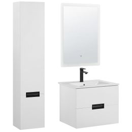 Beliani BADM&Ouml;BEL Set 3-teilig wei&szlig; mit Waschbecken Tudela