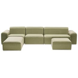 Beliani LOUNGE-SET 7-Sitzer Gr&uuml;n Battifollo