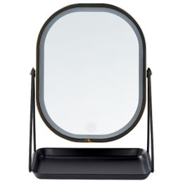 Beliani KOSMETIKSPIEGEL gold mit LED-Beleuchtung 20/22 cm Dordogne