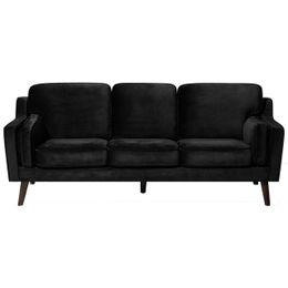 Beliani 3-SITZER-SOFA Samtstoff Schwarz Lokka