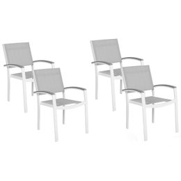 Beliani GARTENSTUHL 4er-Set Metall hellgrau Pereta