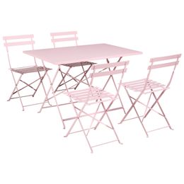 Beliani GARTENM&Ouml;BEL Set 4-Sitzer klappbar Metall Pastellrosa Fiori