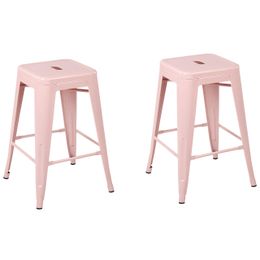 Beliani HOCKER 2er-Set Stahl Rosa Cabrillo