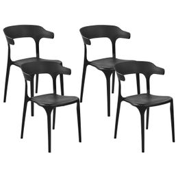 Beliani GARTENST&Uuml;HLE 4er-Set Kunststoff schwarz Gubbio