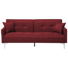 Beliani 3-SITZER-SCHLAFSOFA Polyester Rot Lucan