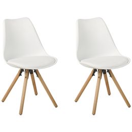 Beliani ESSZIMMERSTUHL 2er-Set Kunststoff Wei&szlig; Dakota