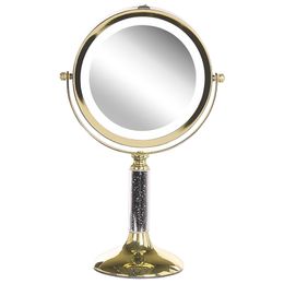 Beliani KOSMETIKSPIEGEL gold mit LED-Beleuchtung 18 cm Baixas