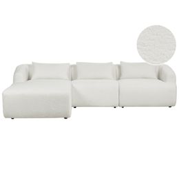 Beliani 3-SITZER-ECKSOFA aus Boucl&eacute; wei&szlig; linksseitig Svansele