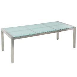 Beliani GARTENTISCH Edelstahl/Crashglas 220/100 cm Grosseto
