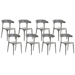 Beliani GARTENST&Uuml;HLE 8er-Set Kunststoff grau Gubbio