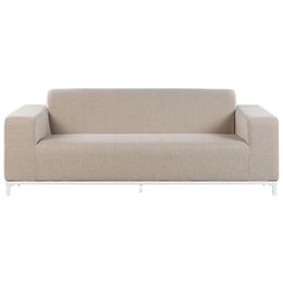 Beliani GARTENSOFA 3-Sitzer beige/weisses Gestell Rovigo