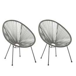 Beliani RATTANSTUHL 2er-SET Kunststoff dunkelgrau 70 cm Acapulco II