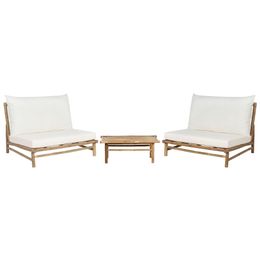 Beliani LOUNGE SET 2-Sitzer Hellbraun Auflagen cremewei&szlig; Todi