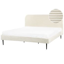 Beliani POLSTERBETT mit Lattenrost 180x200 cm Wei&szlig; Flayat