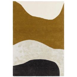KADIMA DESIGN WOLLTEPPICH HULL-Humber, abstrakt, Senfgelb, 160 x 230 cm