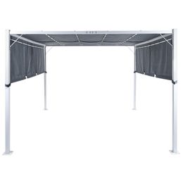 Beliani PERGOLA mit LED-Beleuchtung Stahl grau 310/310 cm Parga