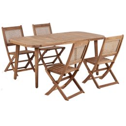 Beliani GARTENM&Ouml;BEL-SET 4-Sitzer Heller Holzfarbton Paraggi
