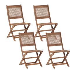 Beliani GARTENSTUHL 4er-Set Heller Holzfarbton Paraggi