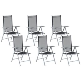 Beliani GARTENSTUHL 6er-Set Aluminium schwarz Catania
