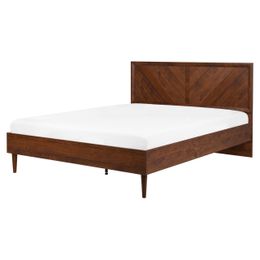 Beliani BETT 160/200cm Dunkler Holzfarbton Mialet