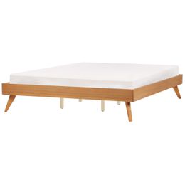 Beliani BETT mit Lattenrost 180x200 cm Heller Holzfarbton Berric