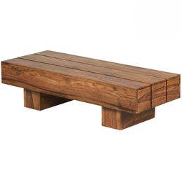 KADIMA DESIGN COUCHTISCH aus Massivholz, handgefertigt, pflegeleicht, aus Akazienholz und Edelholz, Braun 120x45x30 cm