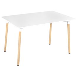 Beliani ESSTISCH 120/80/75 cm Wei&szlig;, Hellbraun Rechteckig Newberry