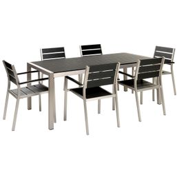 Beliani GARTENM&Ouml;BEL SET 6-Sitzer Aluminium Kunstholz schwarz Vernio