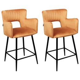 Beliani BARST&Uuml;HLEN 2er-Set Orange Sanilac