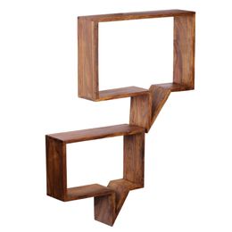 KADIMA DESIGN WANDREGAL Set NAKO Massivholz Zeitungsablage, Braun 50x13x49 cm