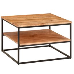 KADIMA DESIGN COUCHTISCH Industrial, Akazienholz mit Metallbeinen, zwei Ablagefl&auml;chen