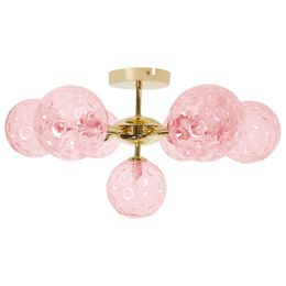 Beliani DECKENLAMPE Glas Rosa Anadyr