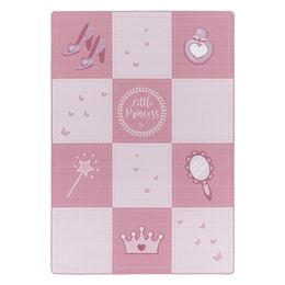 KADIMA DESIGN SPIELTEPPICH TRAUN in Rosa, mit Prinzessin-Motiv, 120 x 170 cm