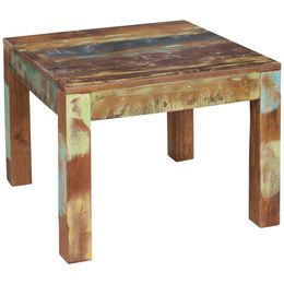 KADIMA DESIGN COUCHTISCH aus recyceltem Mango-Holz im Shabby-Chic Stil mit gro&szlig;er Tischplatte, Braun 60x60x47 cm