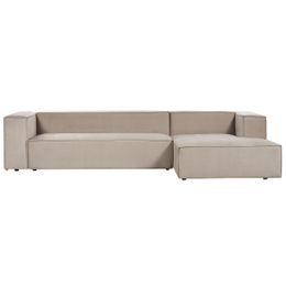 Beliani 3-SITZER-ECKSOFA Samtstoff taupe rechtsseitig Vernon