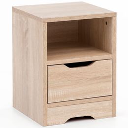 KADIMA DESIGN NACHTTISCH Modern Schublade Ablage Kratzfest ILM, Beige 31x31x43 cm