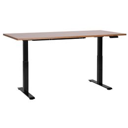 Beliani SCHREIBTISCH braunschwarz 160/72 cm elektrisch h&ouml;henverstellbar Destin III
