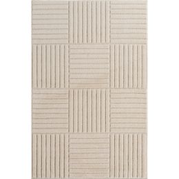 KADIMA DESIGN TEPPICH Hochflor RIGI in Creme, mit Cord-Streifen-Patchwork, 160 x 230 cm
