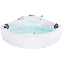 Beliani WHIRLPOOL-BADEWANNE mit LED 150x205x56 cm wei&szlig; Senado