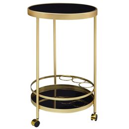 KADIMA DESIGN SERVIERWAGEN &ndash; Gold, Schwarzglas, auf Rollen