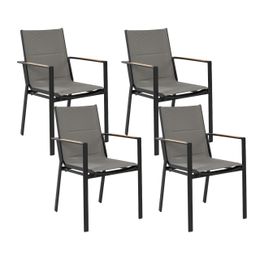 Beliani GARTENSTUHL 4er-Set Aluminium schwarz Busseto