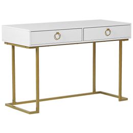Beliani KONSOLENTISCH wei&szlig;/gold 2 Schubladen Westport